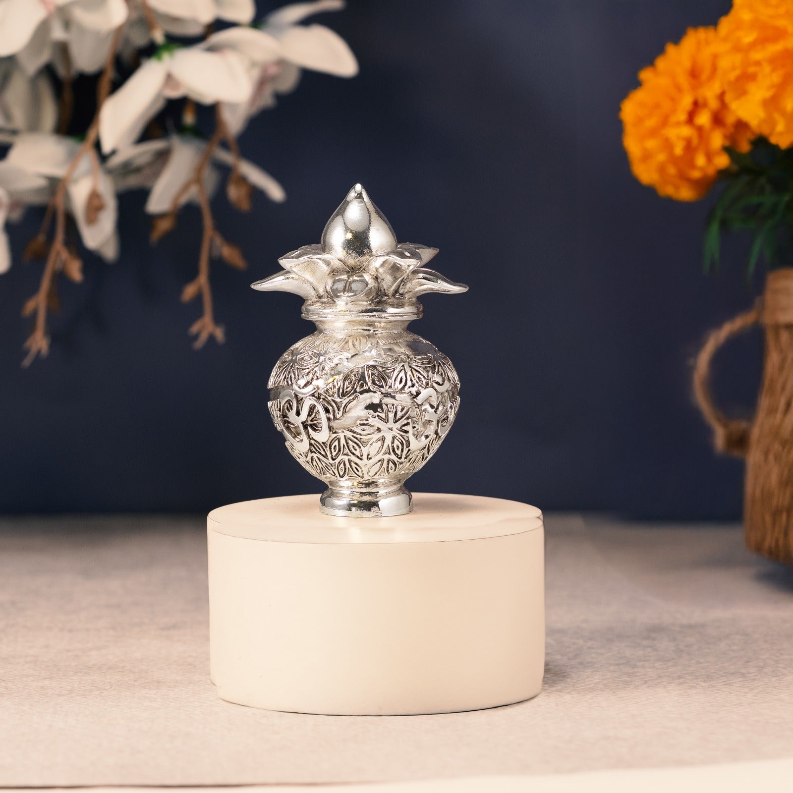 Silver Plated Kalash | Sacred Pooja Kalash | 4 Inches – Nirvaan Arts